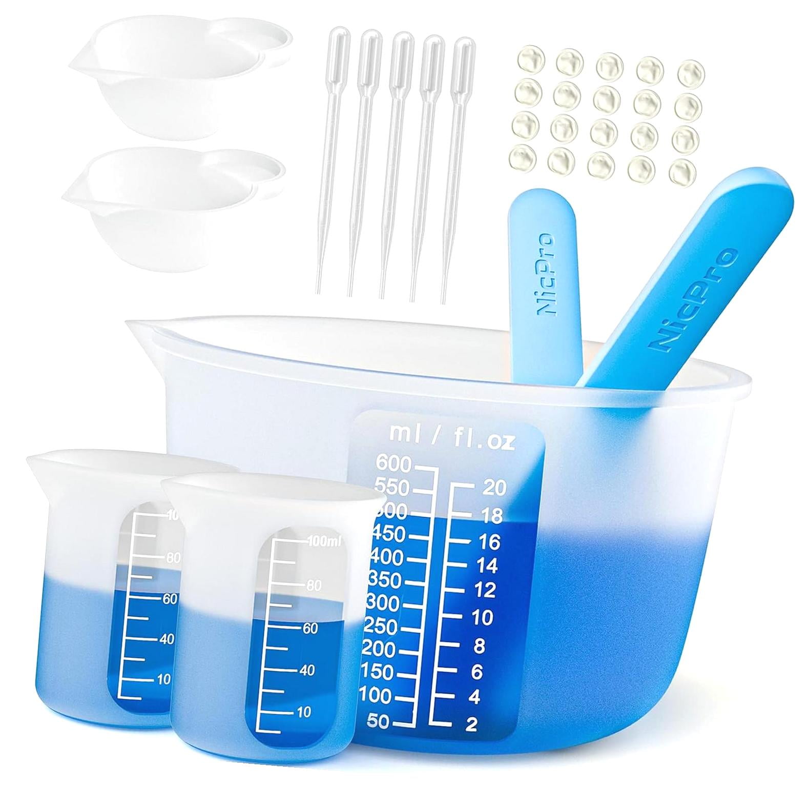 Hyjoy Large Silicone Resin Measuring Cups Set - 600ml & 100ml ...