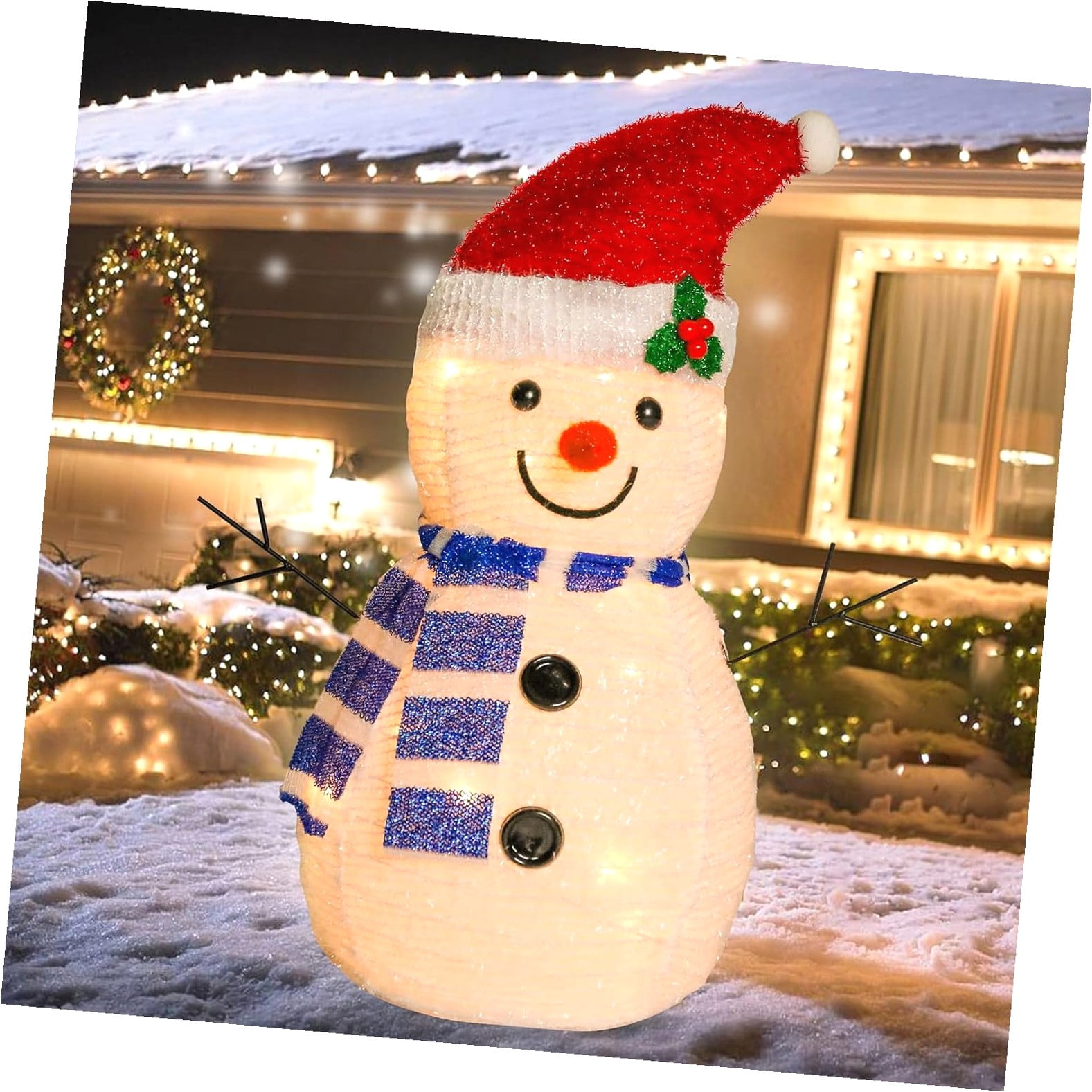Hyjoy Lighted Snowman Holiday Displays, Illuminated Collapsible Snowman ...