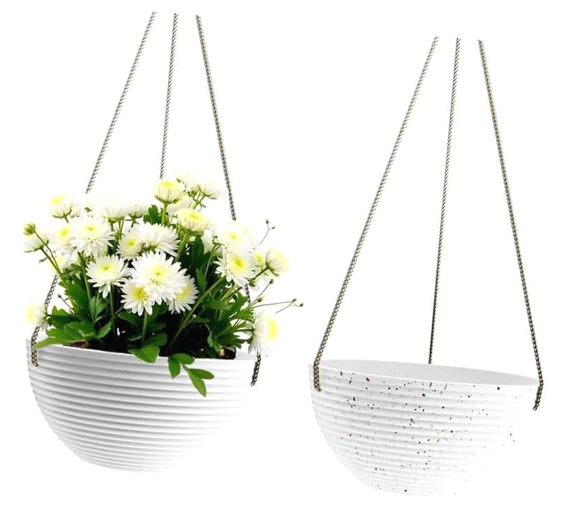 Hyjoy Line Design 10 Inch Hanging Planters for Indoor Use, Pair of ...
