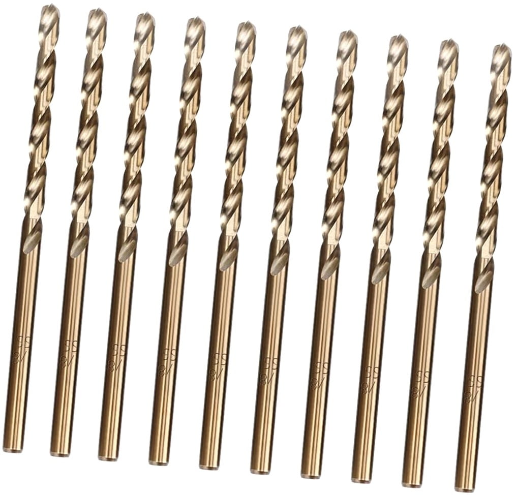 Hyjoy M35 Cobalt Steel Drill Bits Set (10 Pack) 1/8" Size, Dual Flute ...
