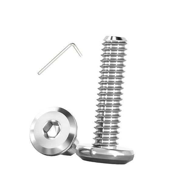 Hyjoy M6-1.0 35mm, 50-Piece Silver Flat Hex Screw Bolts, 304 Steel ...