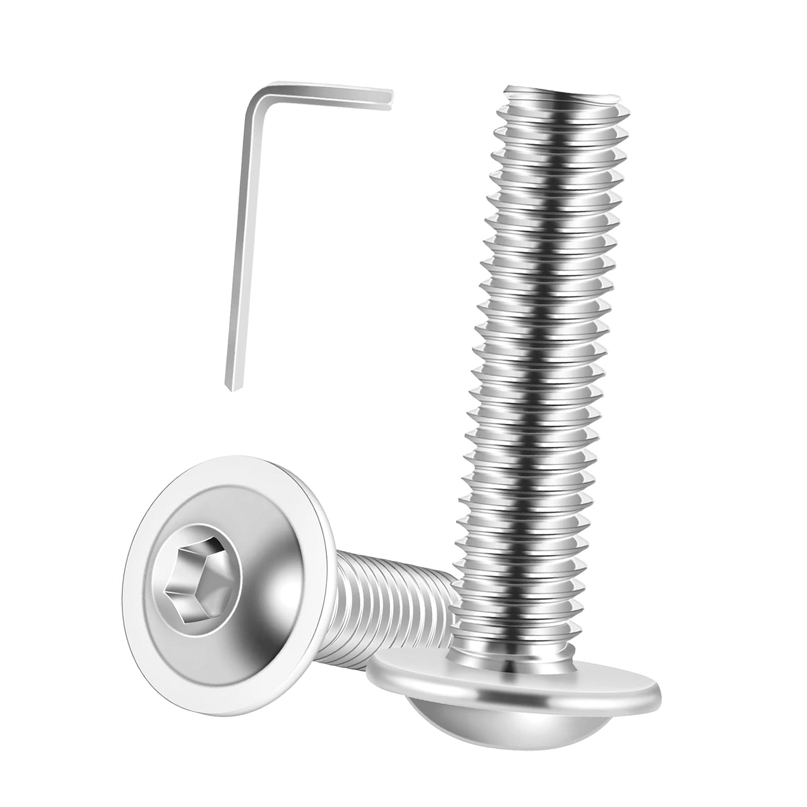 Hyjoy M8-1. 10mm 20 Pieces Flanged Button Cap Screws, Steel 304, Drive ...
