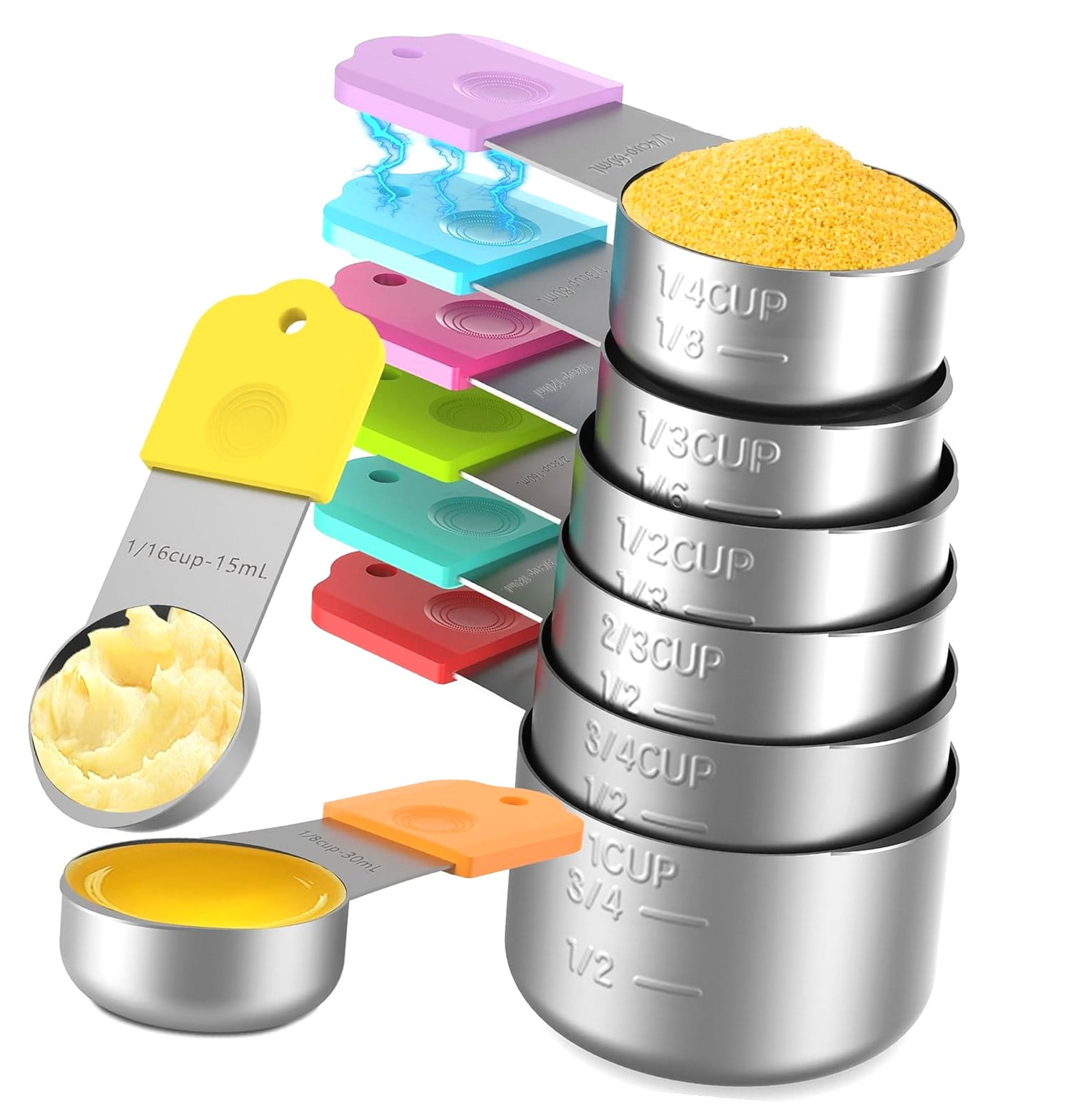 Hyjoy Measuring Cups, 8 Steel Nesting Measuring Cup Set for Measuring ...
