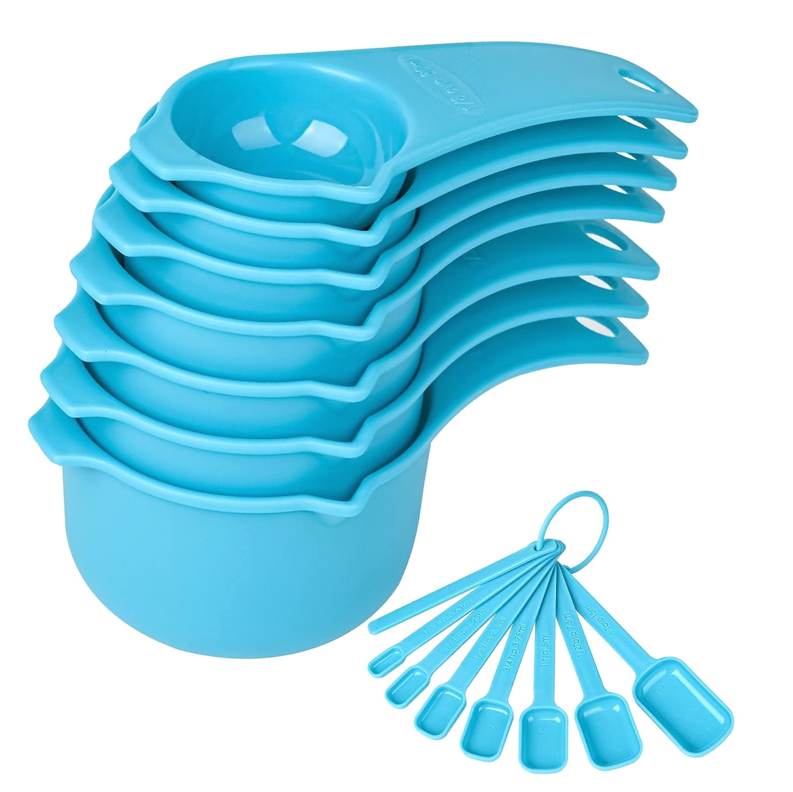 Hyjoy Measuring Cups and Spoons Set of 15, Plastic Measuring Cups and ...