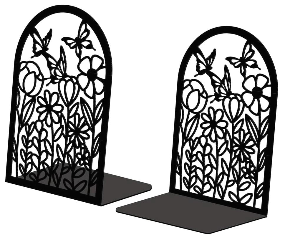 Hyjoy Metal Bookends for Shelves, Decorative Study Book Supports for ...