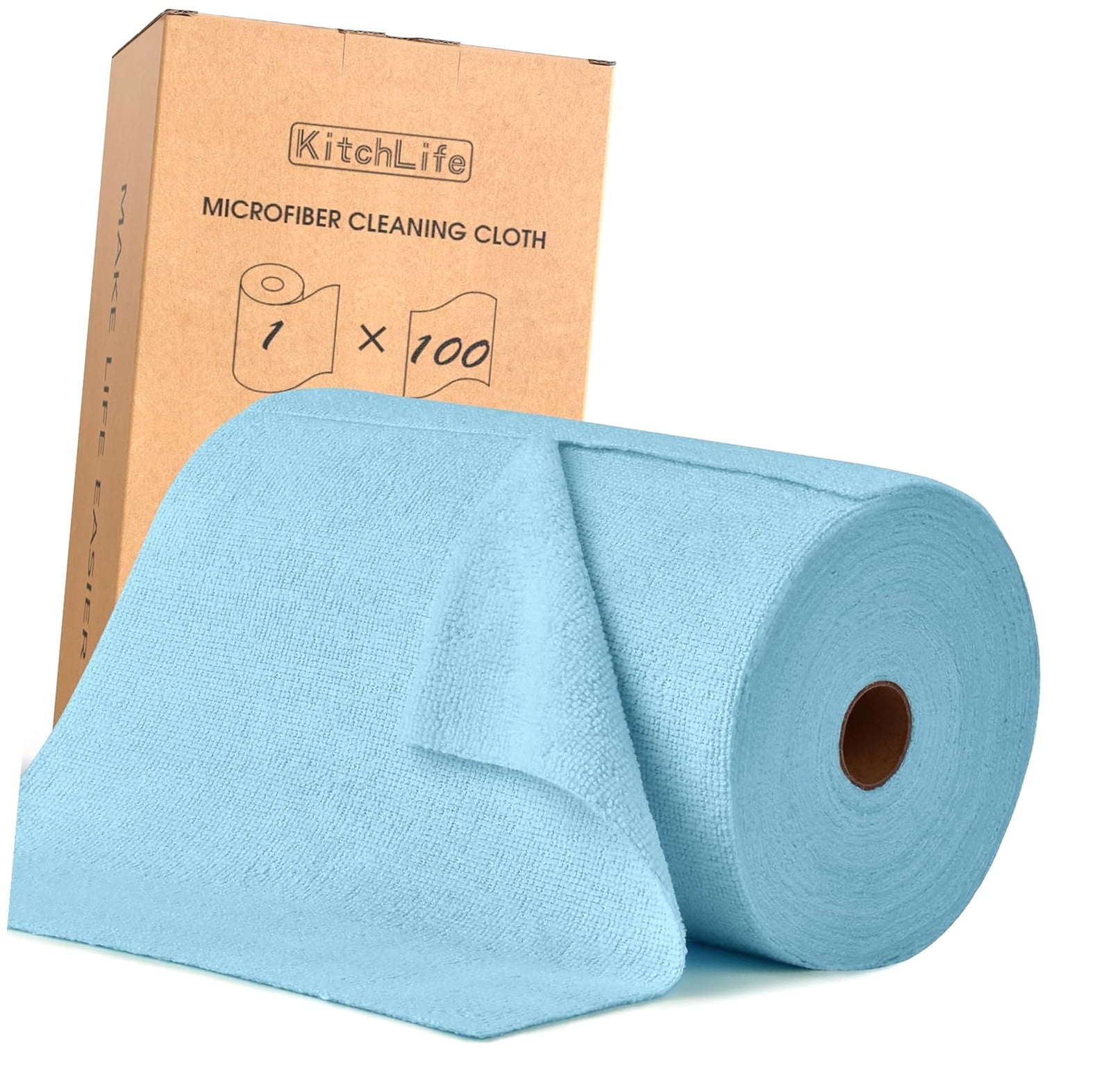 Hyjoy Microfiber Cleaning Cloth Roll, 100 Pack Tear-Away Microfiber ...