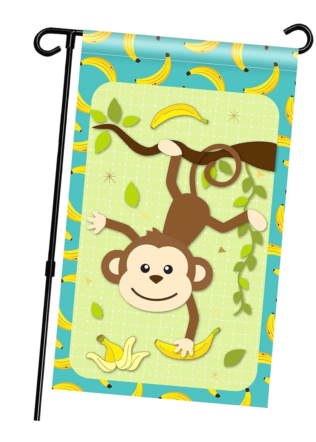 Hyjoy Monkey Garden Flag - Animal Zoo Theme Party Door Sign - Welcome ...