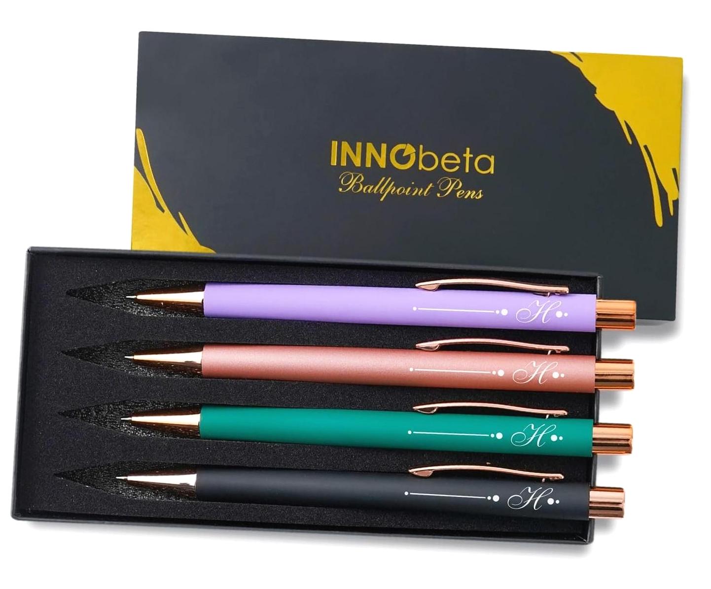 Hyjoy Monogrammed Ballpoint Pen Set of 4, Initial Letter for ...