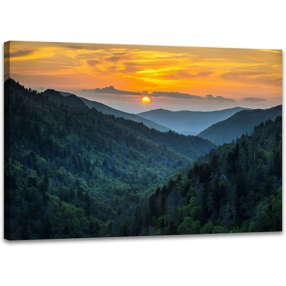 Hyjoy Nature Landscape Canvas Wall Great Smoky Mountains Blue Ridge ...
