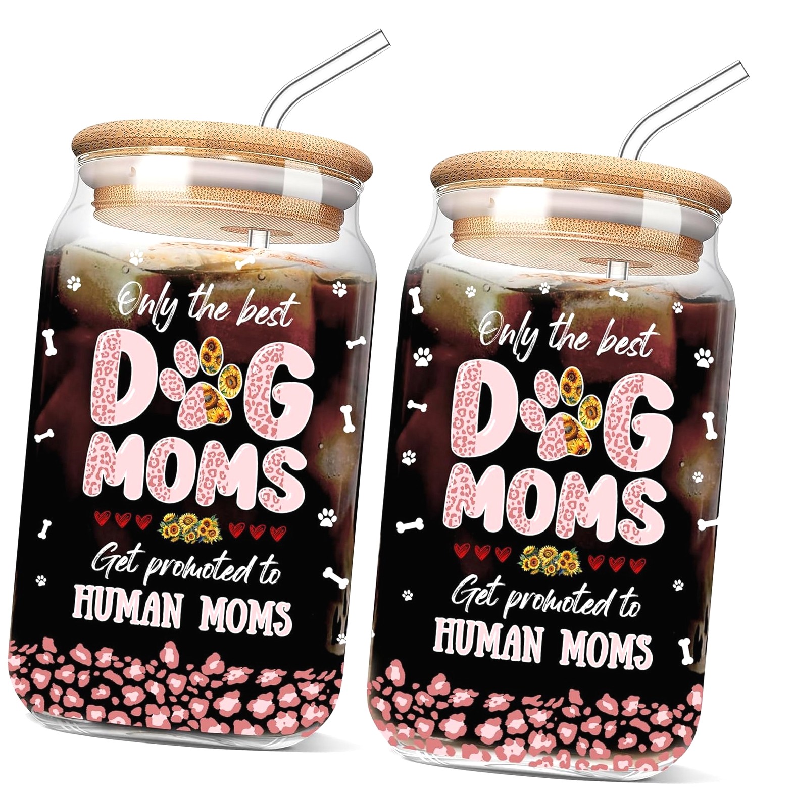Hyjoy New Mom for Funny 16 Oz Cup with Lid and Straw Moms Iced Coffee ...