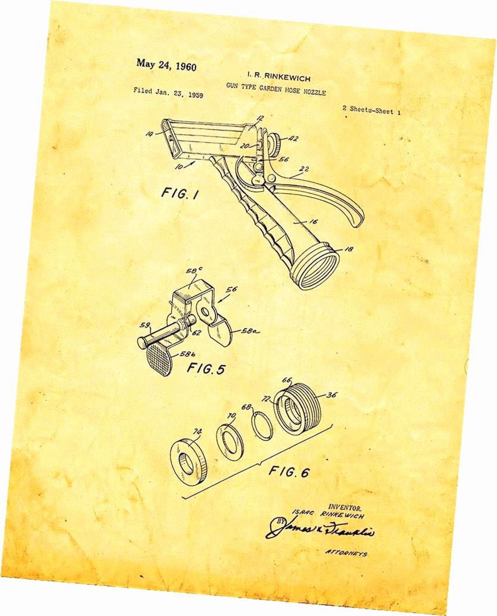 Hyjoy Nozzle Patent Print in Golden Look, Size 24" x 36", Model M14260 ...