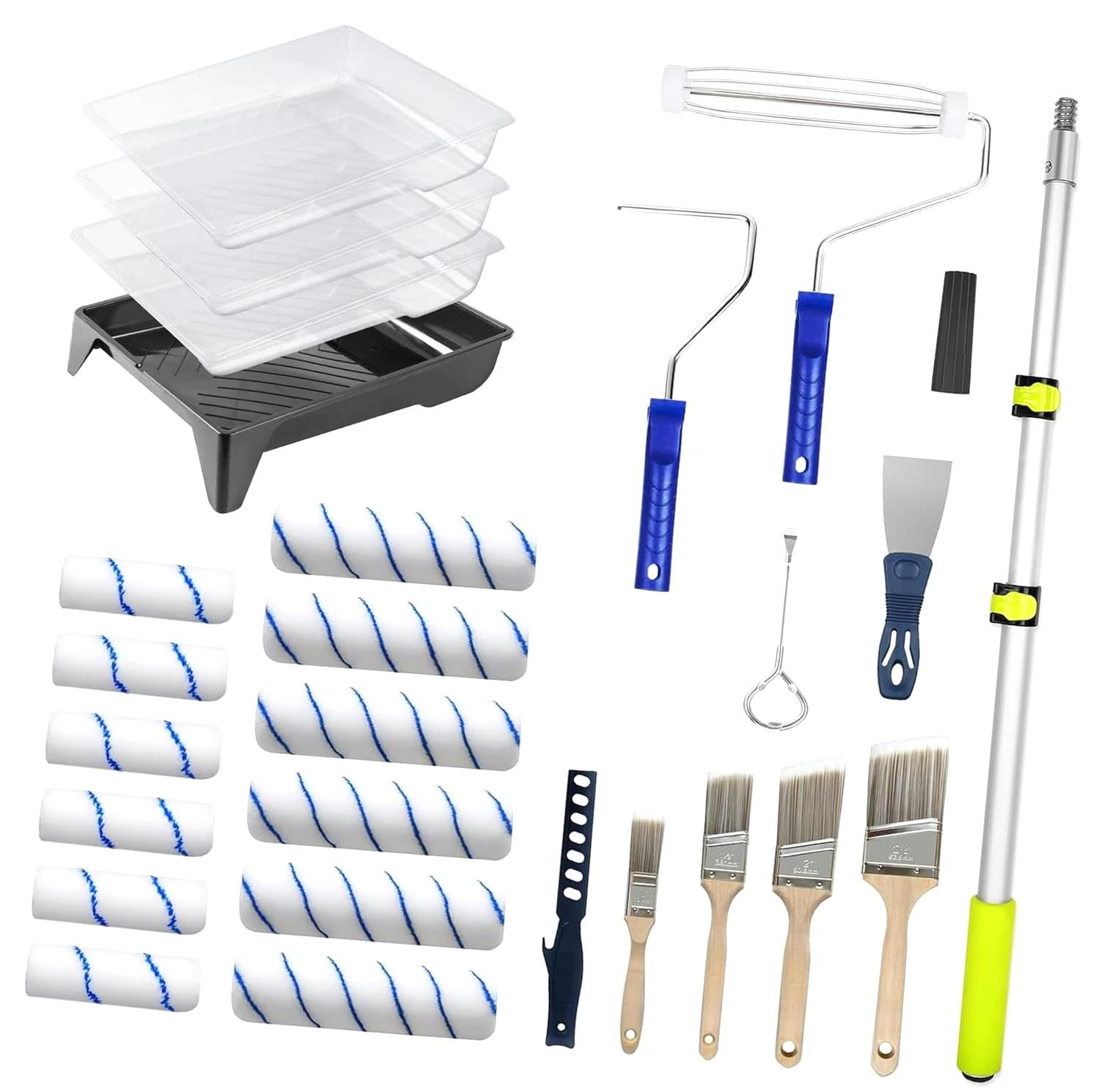 Hyjoy Paint Roller Set with Extendable Pole 27-Piece Collection, 4" & 9 ...