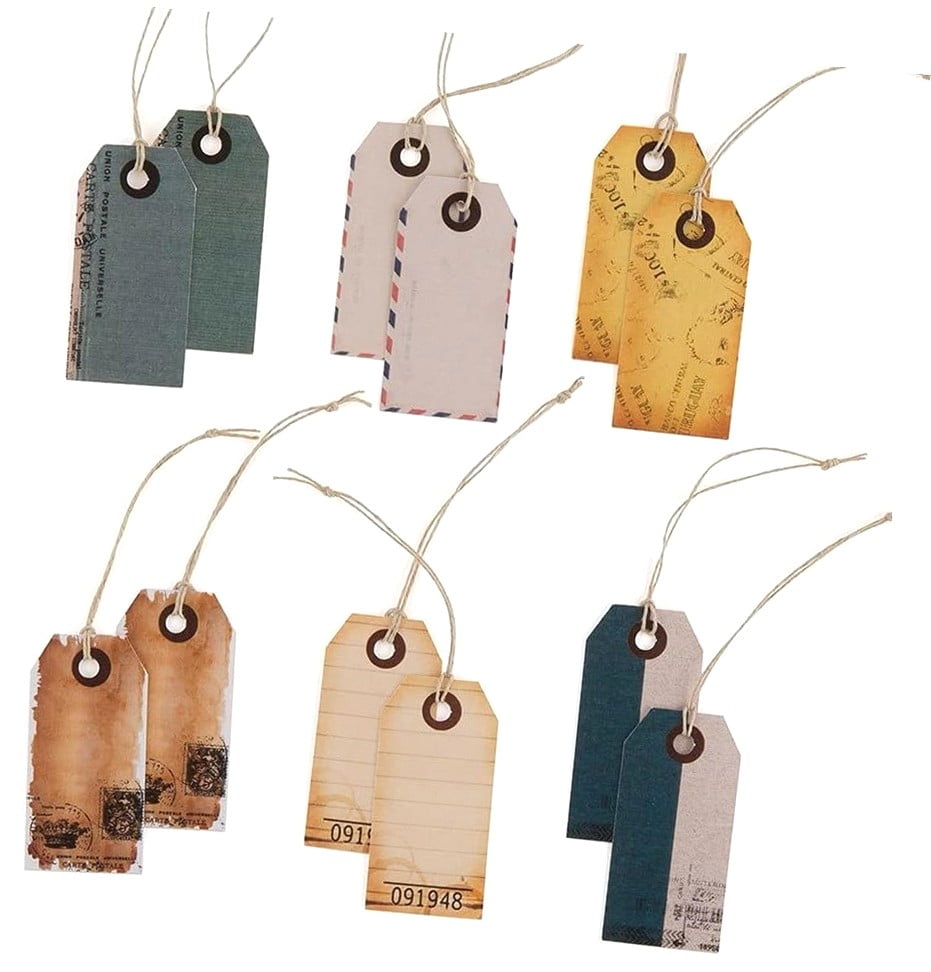 Hyjoy Paper Favor Tags with Ties - Travelled - Pack of 24 - Walmart.com