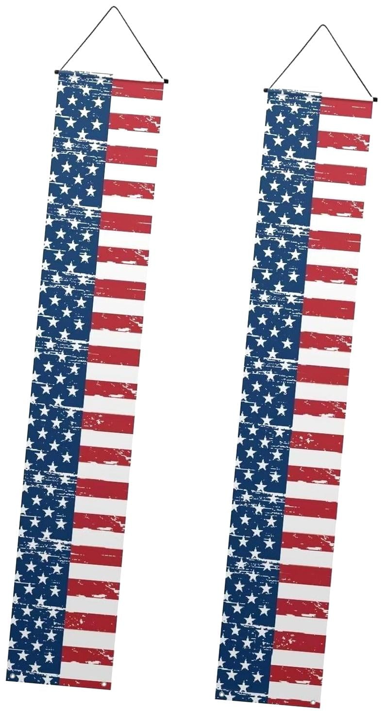 Hyjoy Patriotic Door Banner Set, 2 Pack, 12"x71" Hanging Decorations ...
