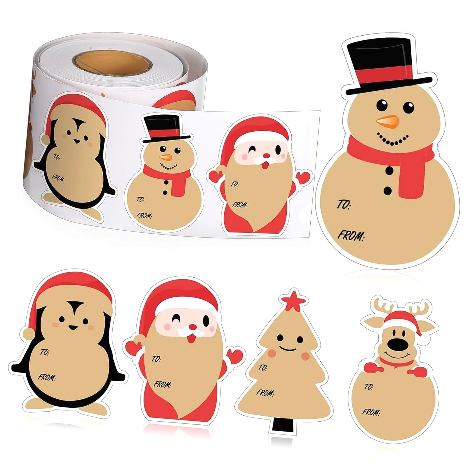 Hyjoy Pcs Christmas Tag Stickers Snowman Designed Stickers with to and ...