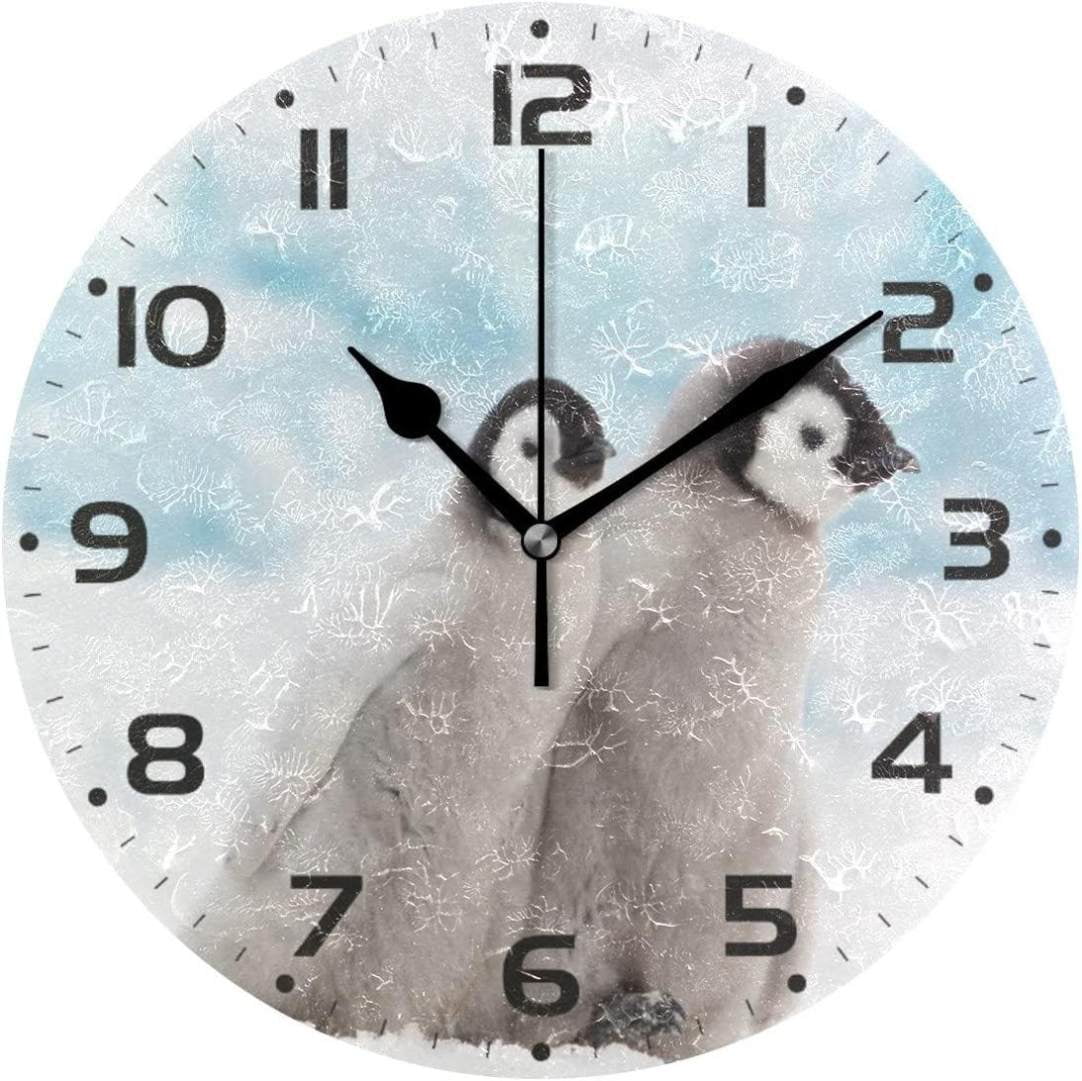 Hyjoy Penguin Wall Clock 10 Inch Silent Non Ticking Round Clock Oil ...
