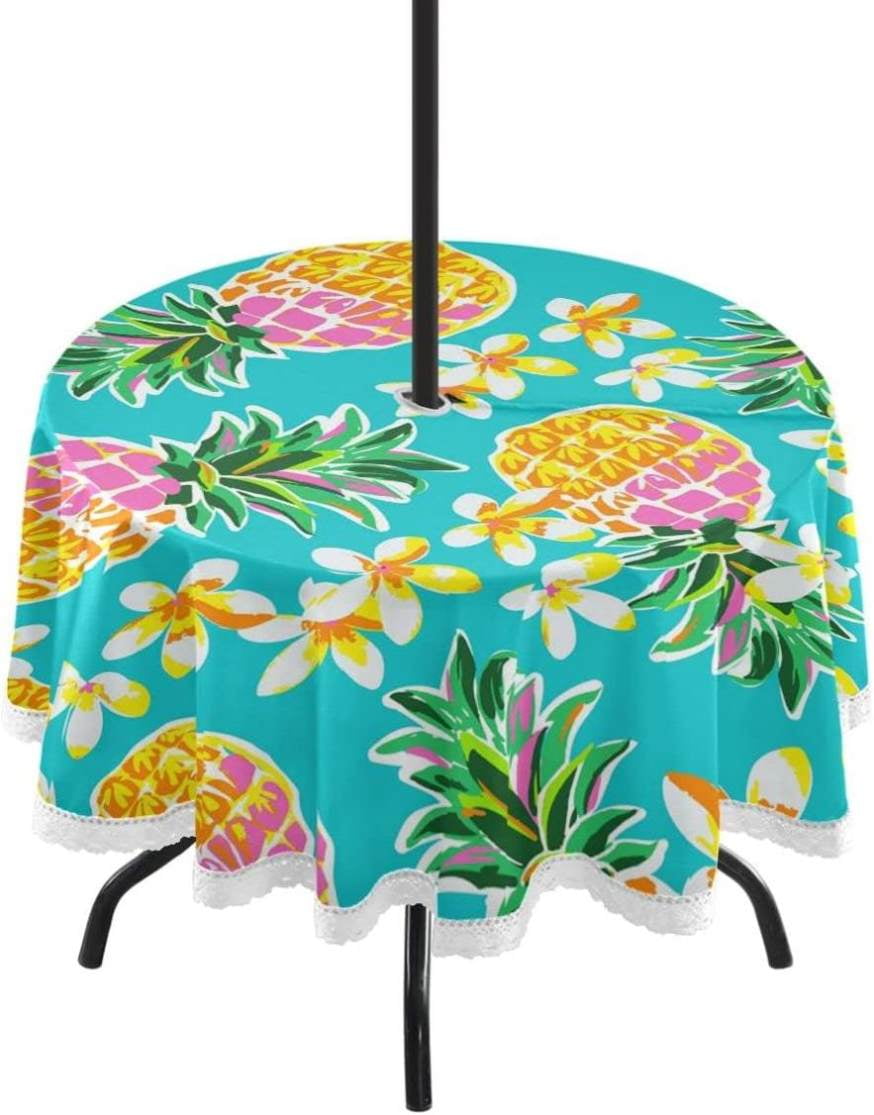 Hyjoy Pineapple Outdoor Tablecloth with Umbrella Hole and Zipper ...