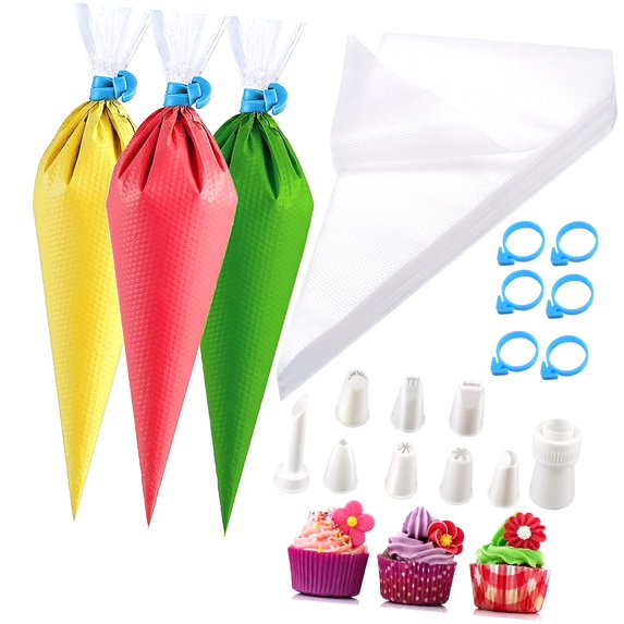 Hyjoy Piping Bags and Tips Set, 100Pcs 14 Inch Icing Bags, Pastry Bags ...
