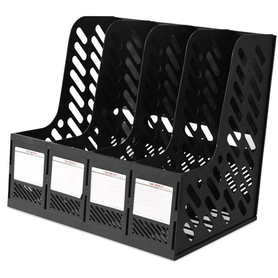Hyjoy Plastic File Organizer for Desk Vertical 4 Compartment Binder ...