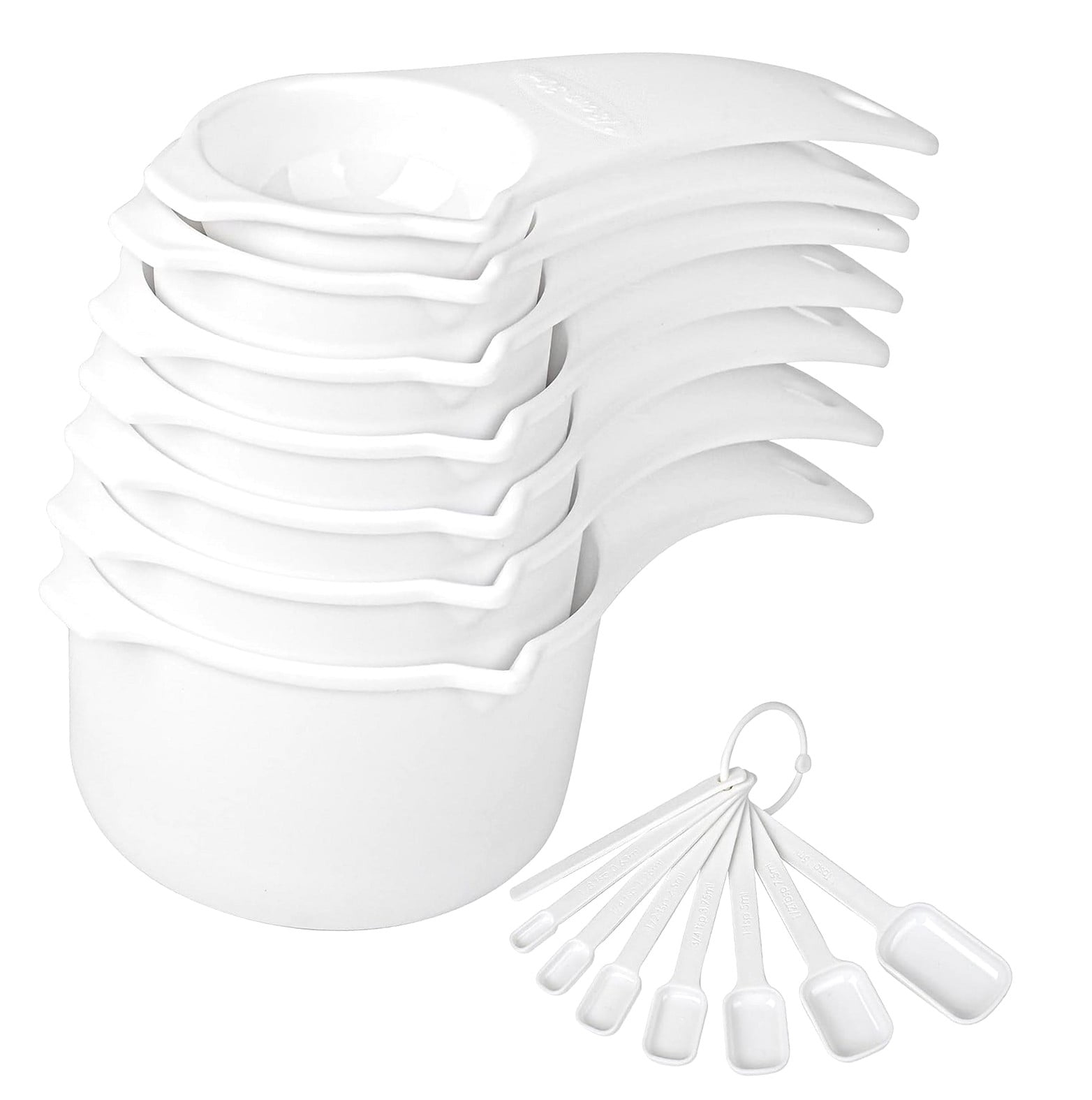 Hyjoy Plastic Measuring Cups and Spoons Set, White Dry Measuring Cups ...