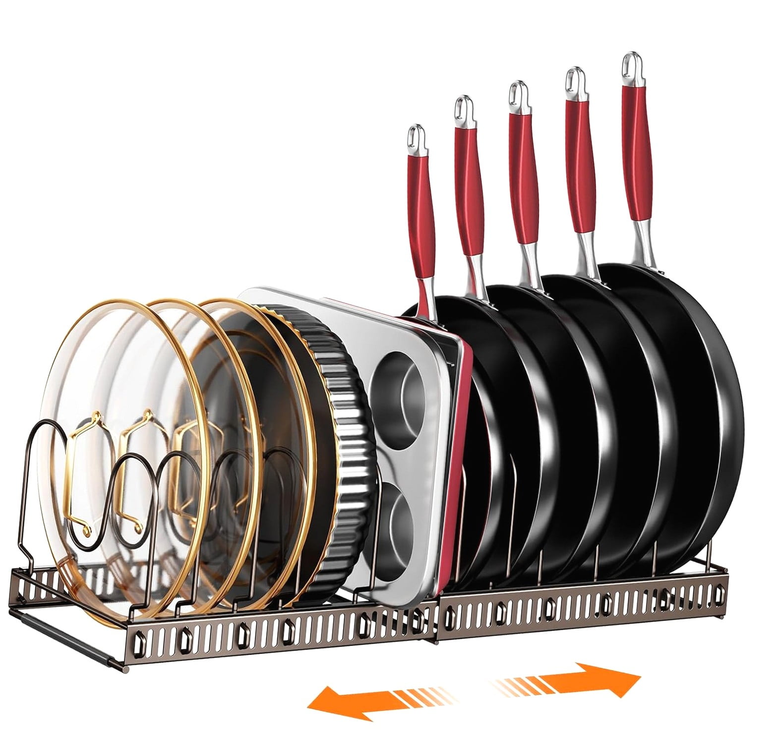 Hyjoy Pots and Pans Organizer under Cabinet, Expandable Pan Organizers ...