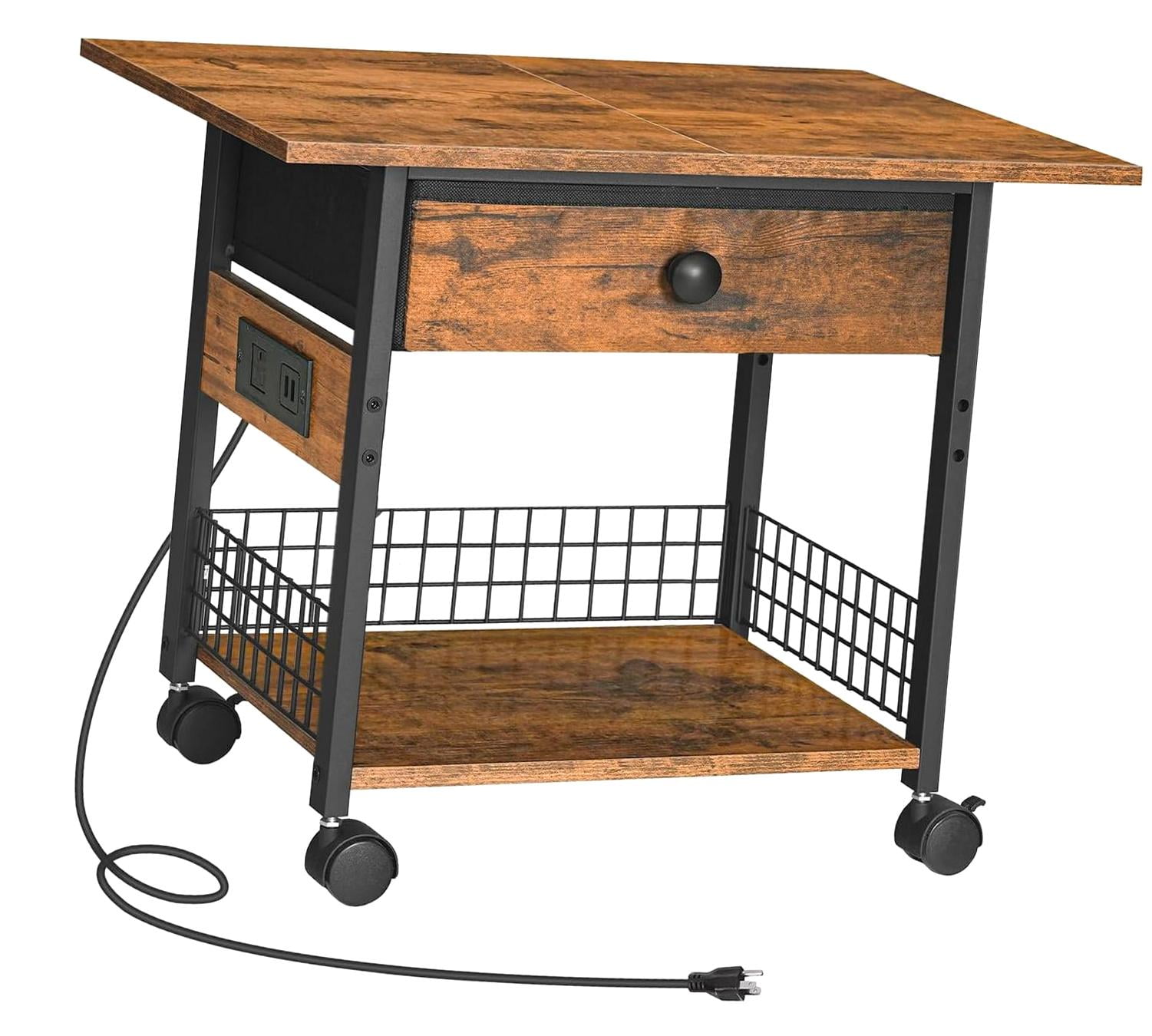 Hyjoy Printer Stand with Charging Hub, Dual- Printer Rack, Under-Desk ...