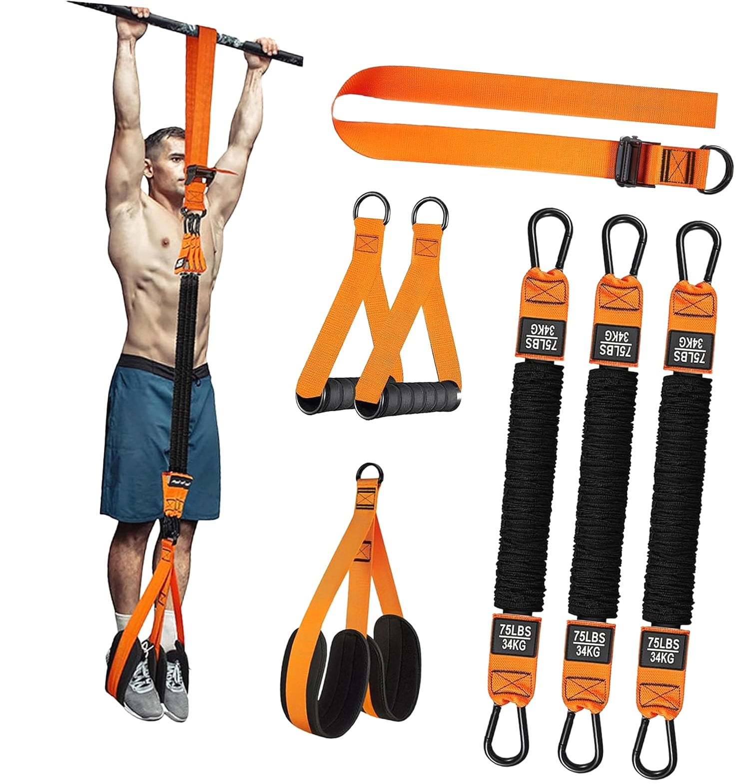 Hyjoy Pull Bands, Resistance Bands for Pull , /Size with Feet/Knee Rest ...