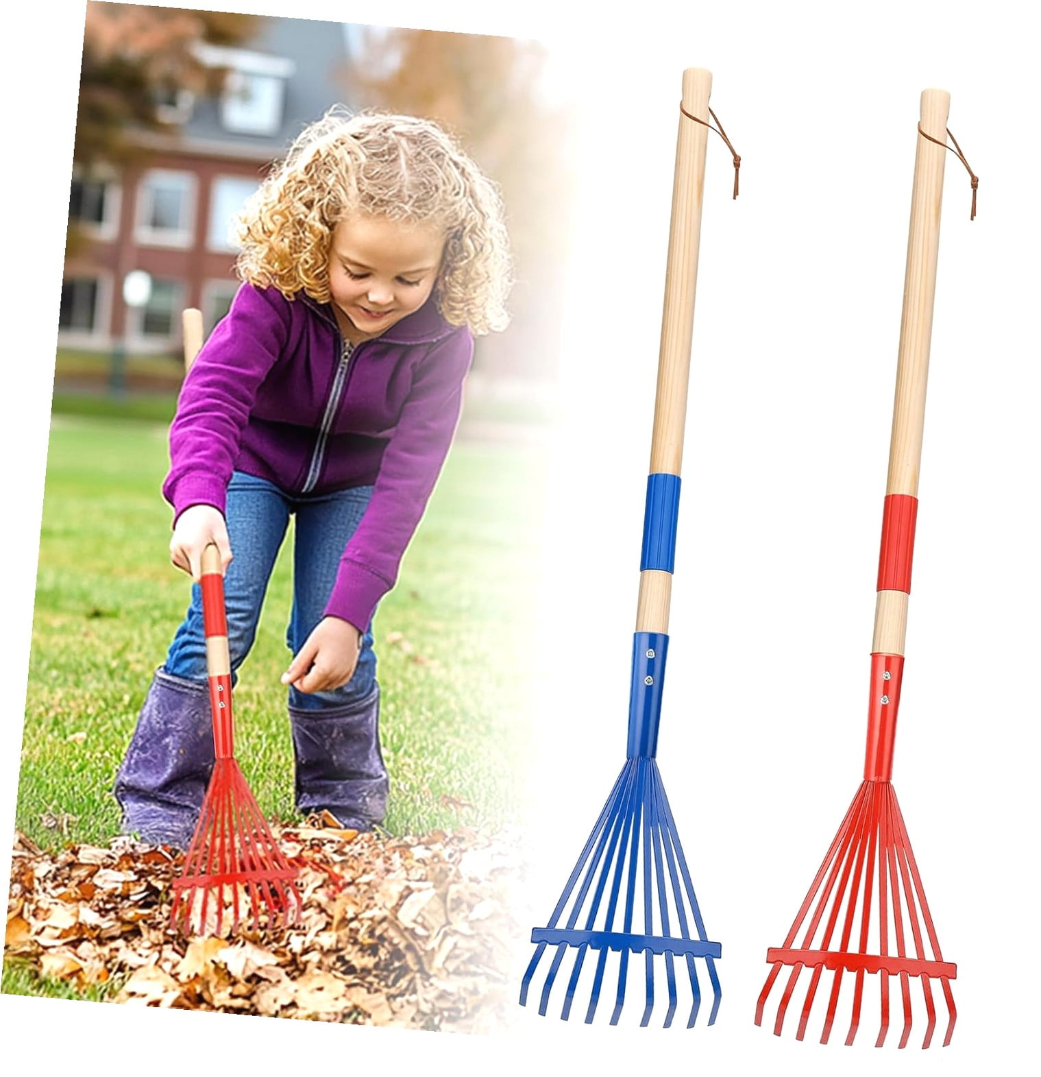 Hyjoy Rakes for Leaves 28" Rake with Metal Hardwood Handle, Lawn Yard ...