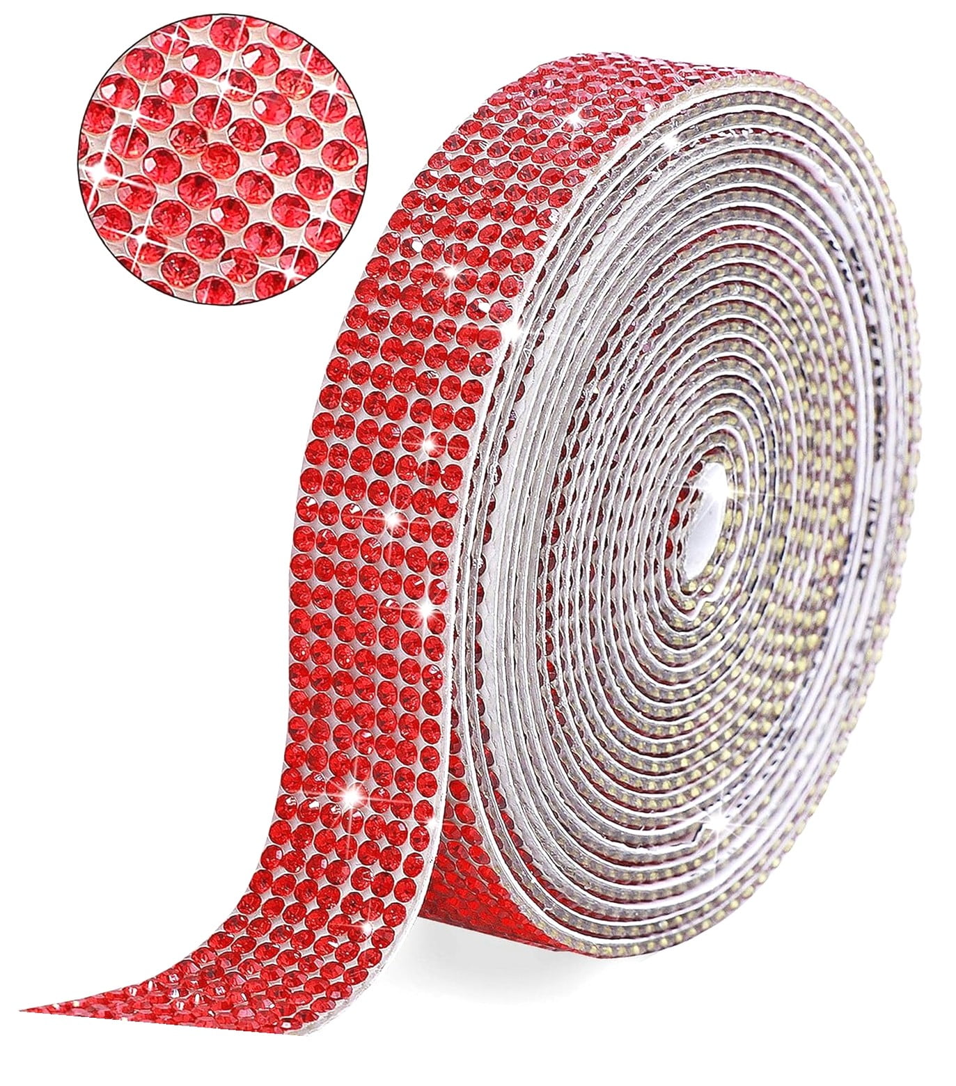 Hyjoy Red Rhinestone Strips, 7 Rows of 4 Yards Bling Rhinestones ...