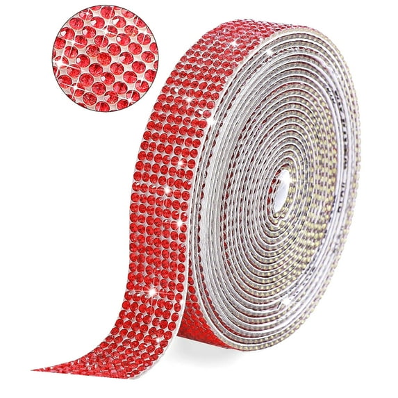 Hyjoy Red Rhinestone Strips, 7 Rows of 4 Yards Bling Rhinestones ...