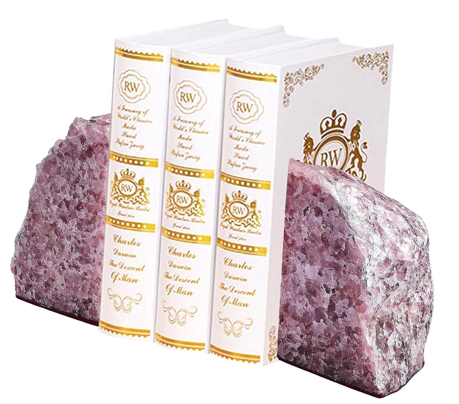 Hyjoy Red Strawberry Quartz Bookends Healing Crystal Stone Book Holders ...