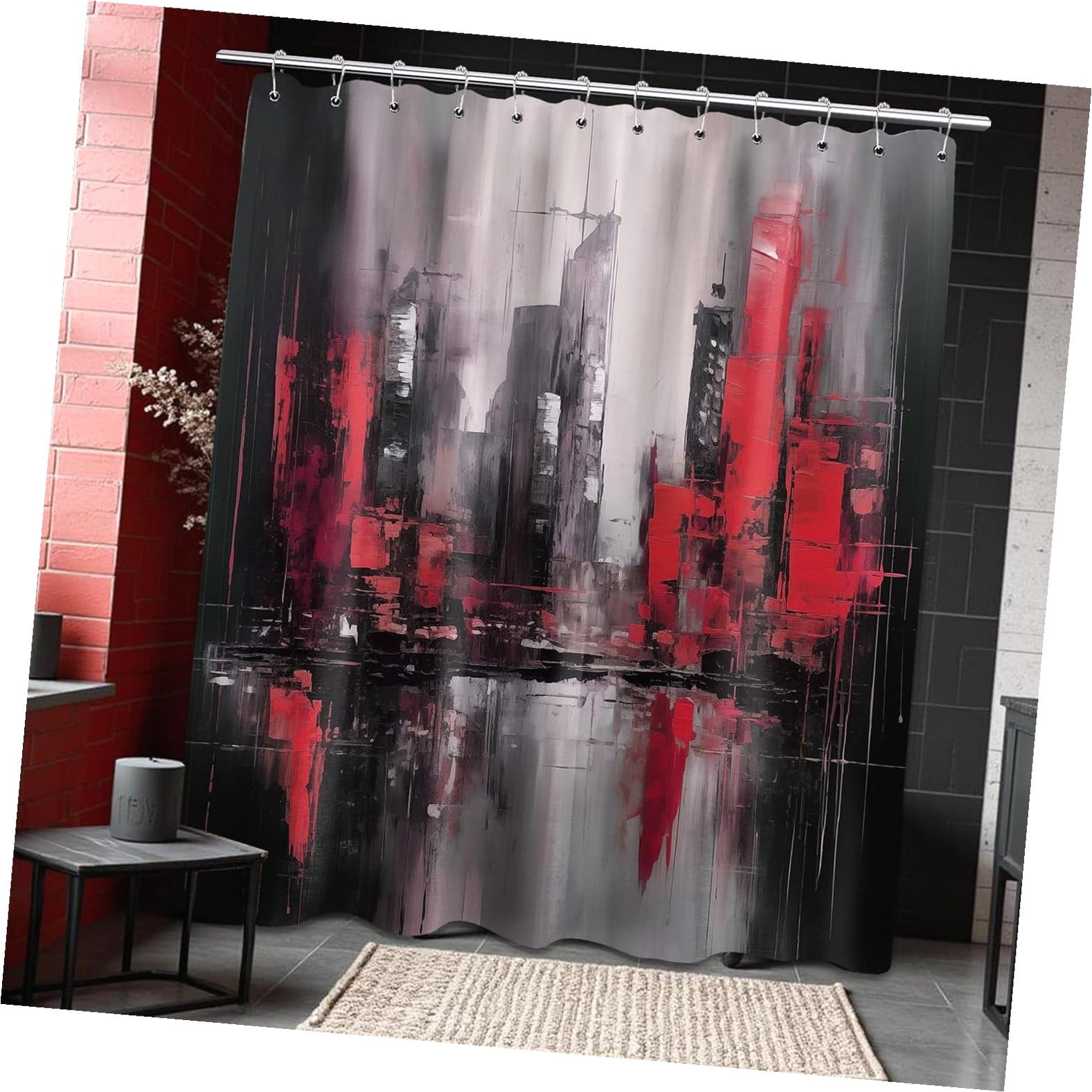 Hyjoy Red and Shower Curtain Dark Red Burgundy Shower Curtains for Mens ...