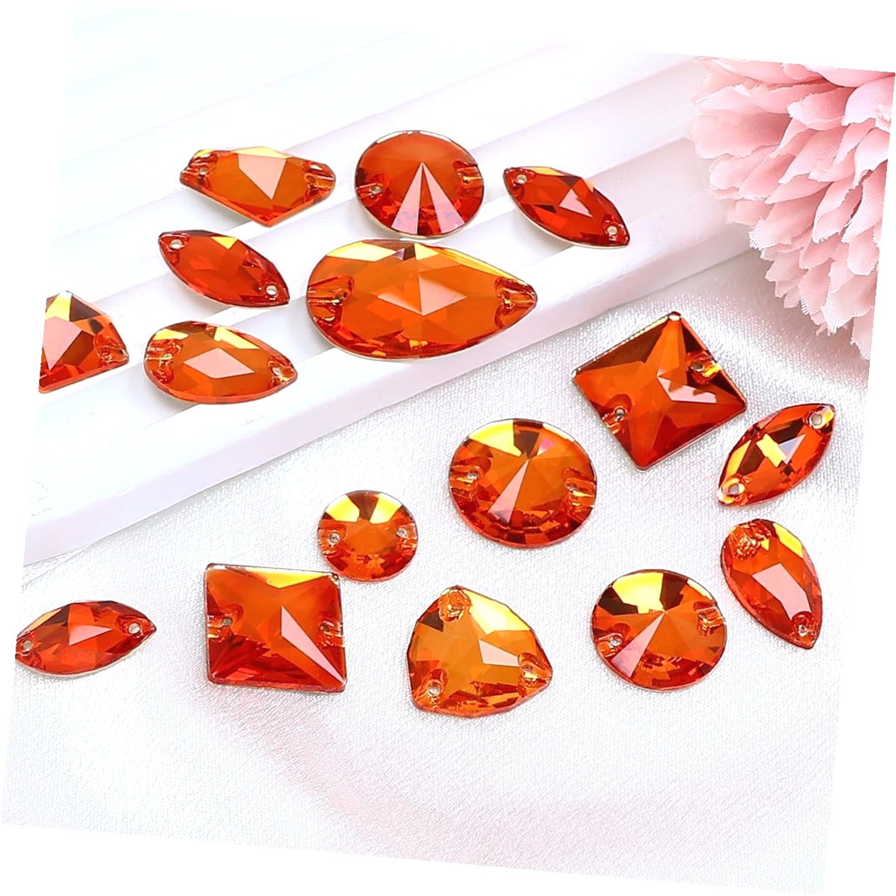 Hyjoy Rhinestones for Crafting, Orange Flatback Rhinestones 6MM-28MM ...