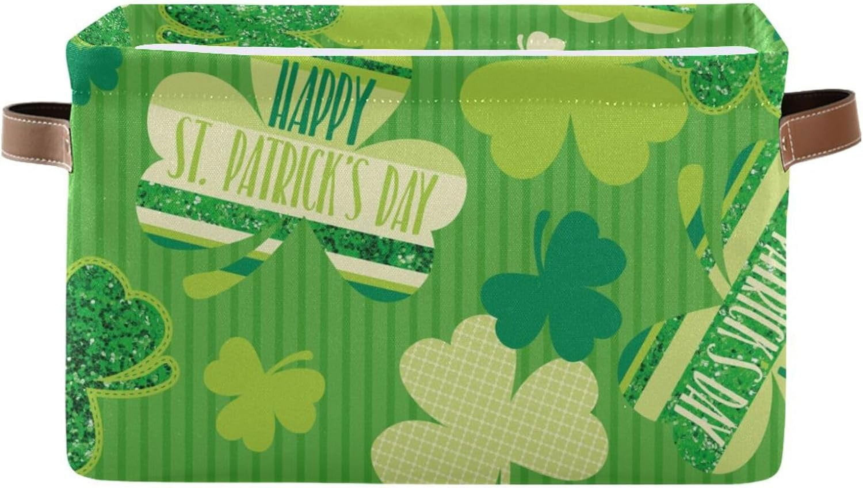 Hyjoy Saint Patrick Day Storage Bins Foldable Canvas Fabric Storage