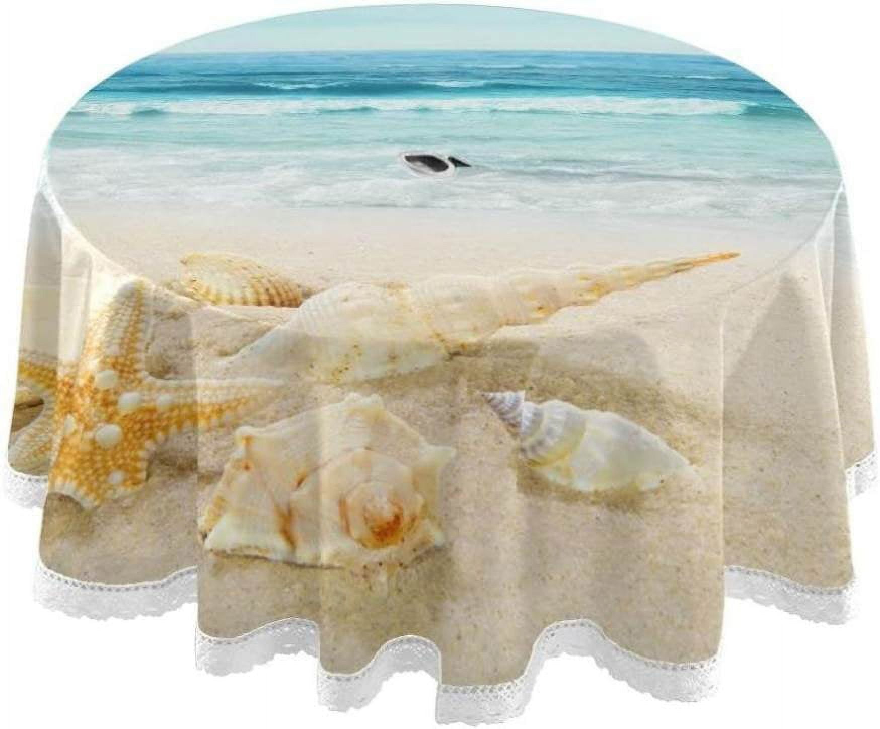 Hyjoy Sea Beach Starfish Outdoor Round Tablecloth Waterproof Stain ...