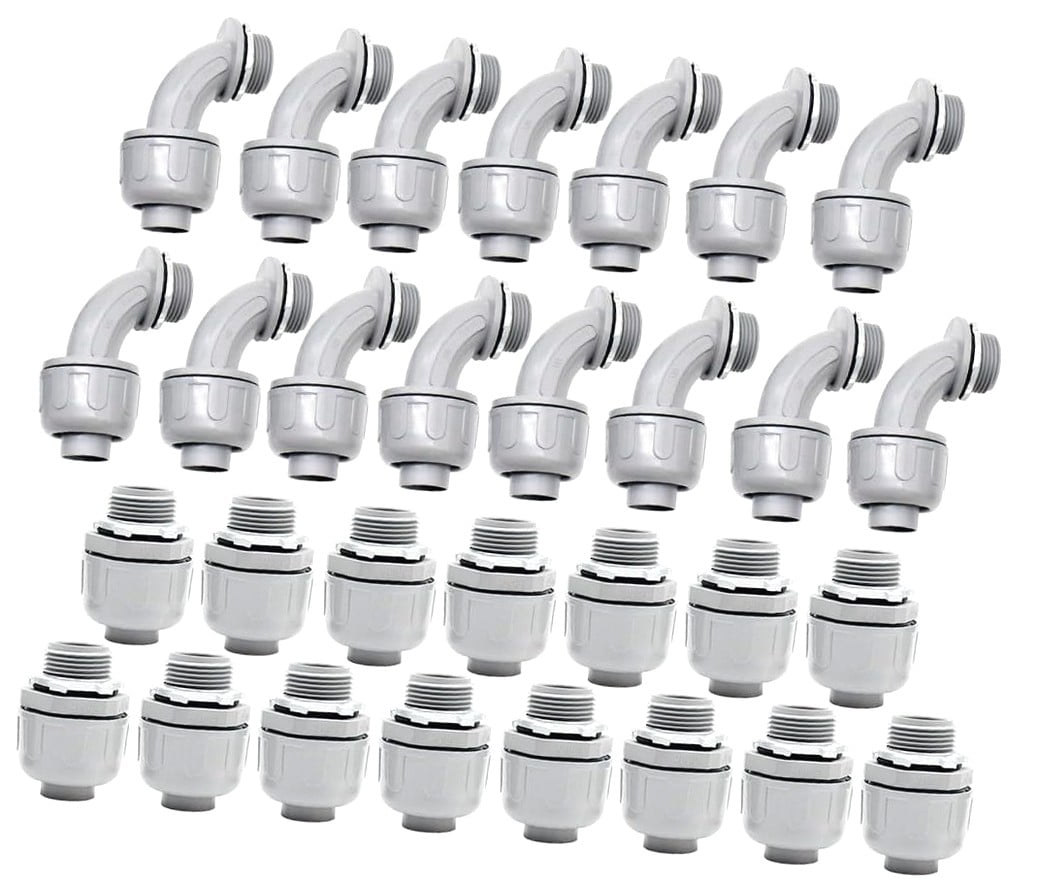 Hyjoy Set: 3/4 Inch 15 Units 180-Degree Straight and 15 Units 90-Degree ...