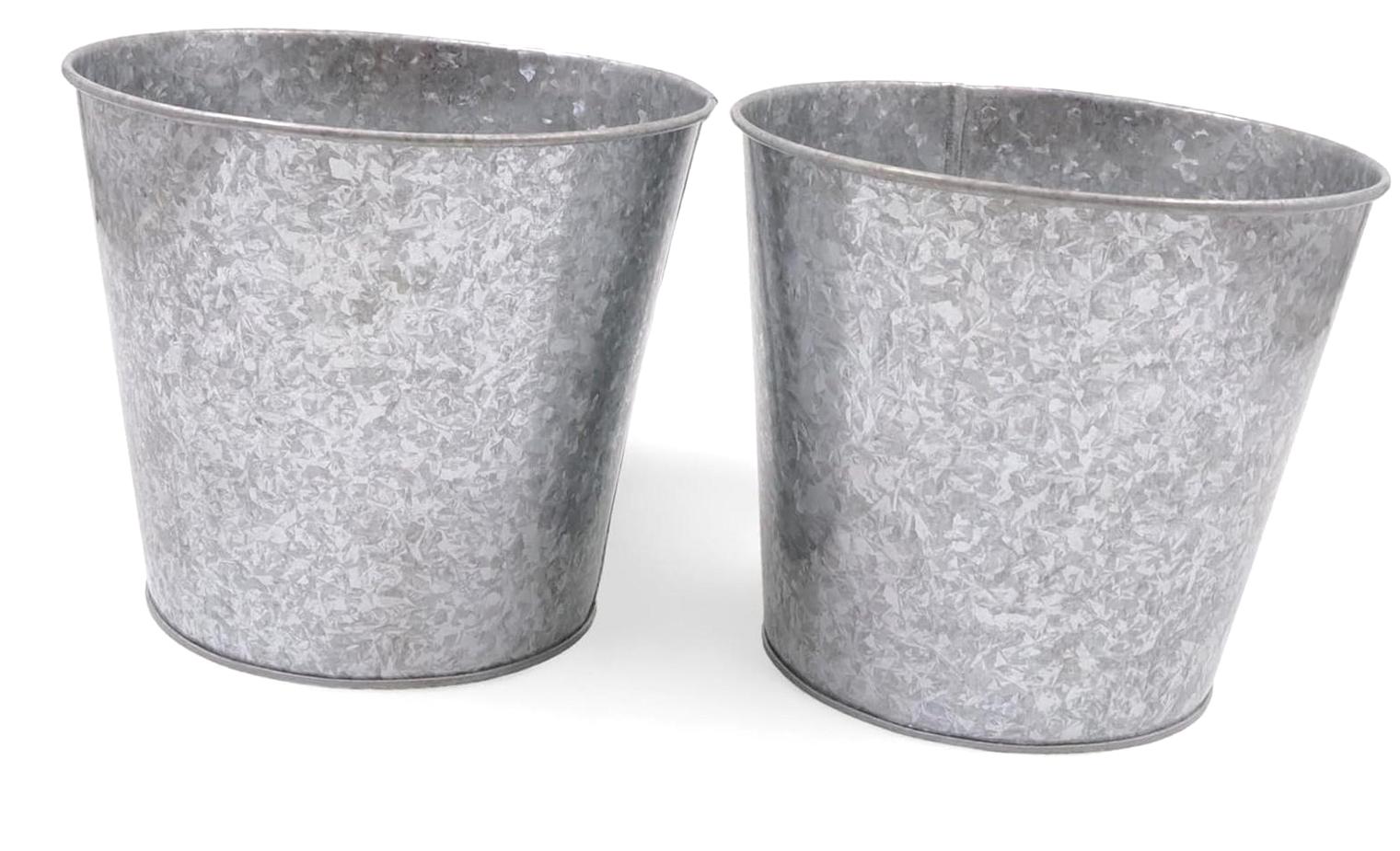 Hyjoy Set of 2 Galvanized Bucket/Pots Including PVC Liner, 6.5 ...