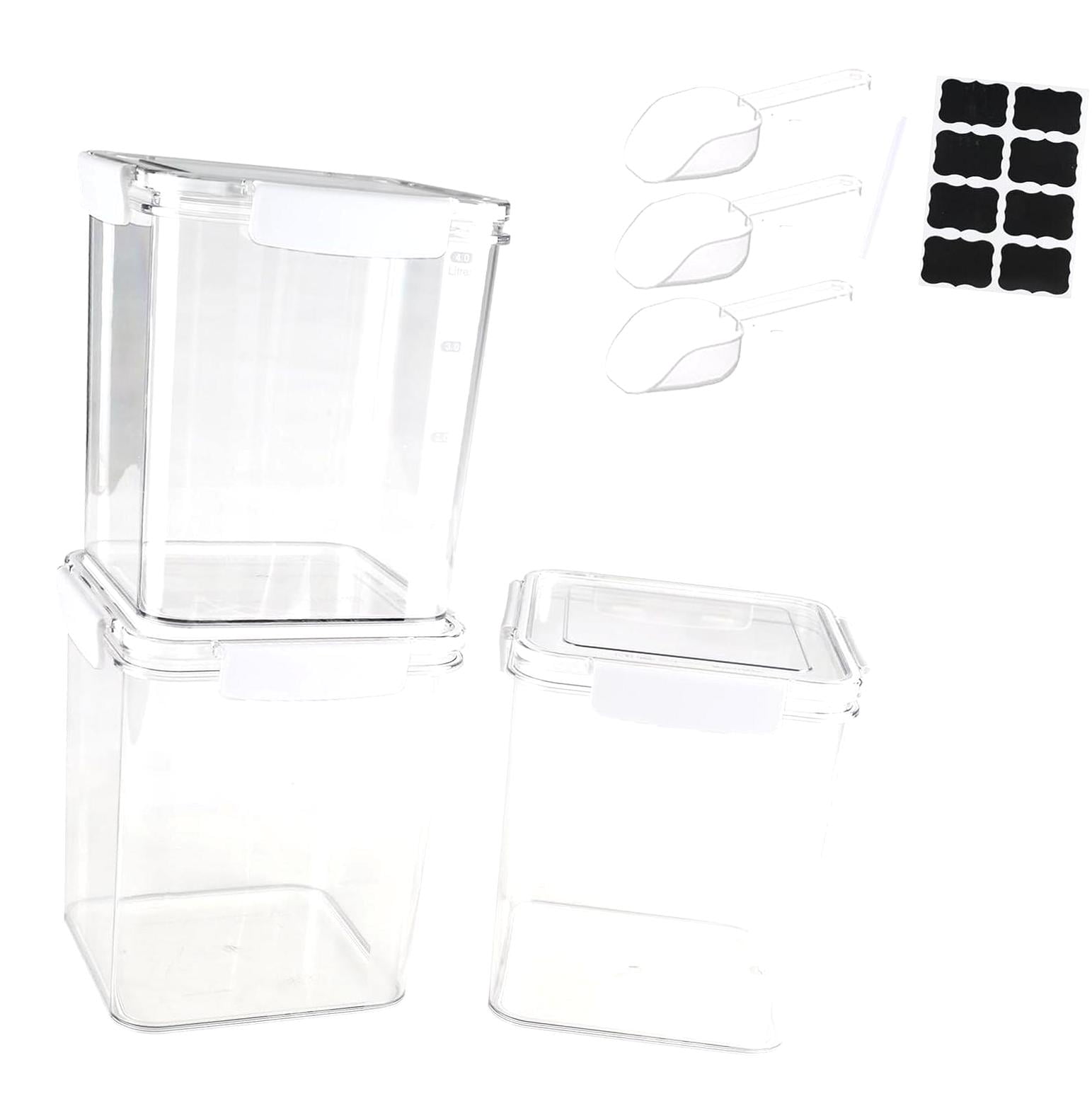 Hyjoy Set of 3 Large Jars 4L - Airtight Containers with , White with ...