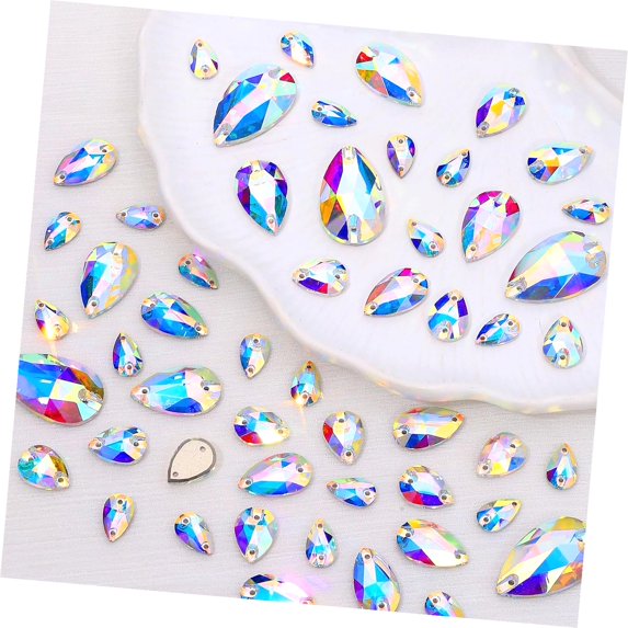 Hyjoy Sew AB Flatback Rhinestones with Holes Drop Shaped Rhinestones ...