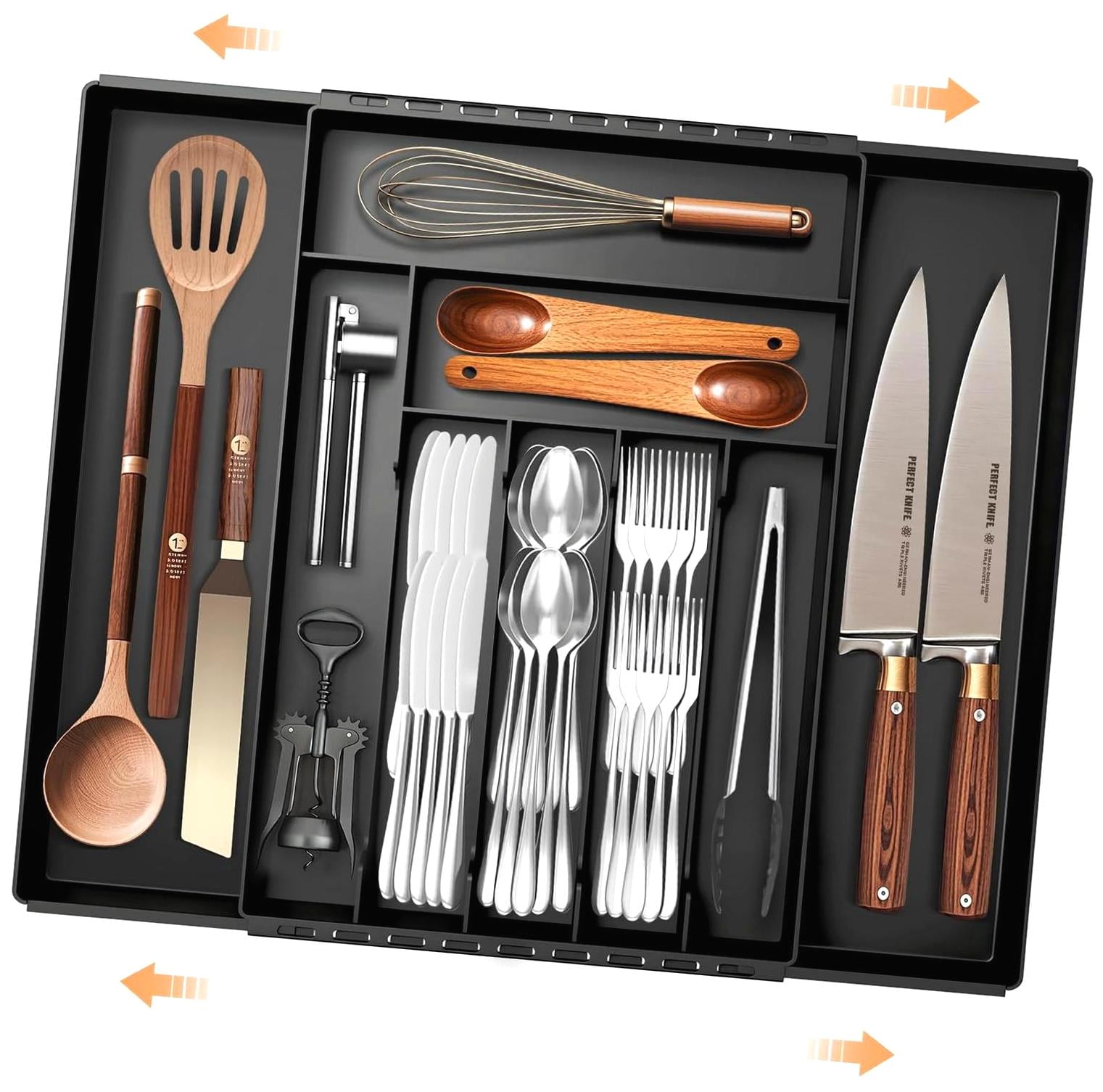 Hyjoy Silverware Drawer Organizer, Expandable, Adjustable for Forks ...