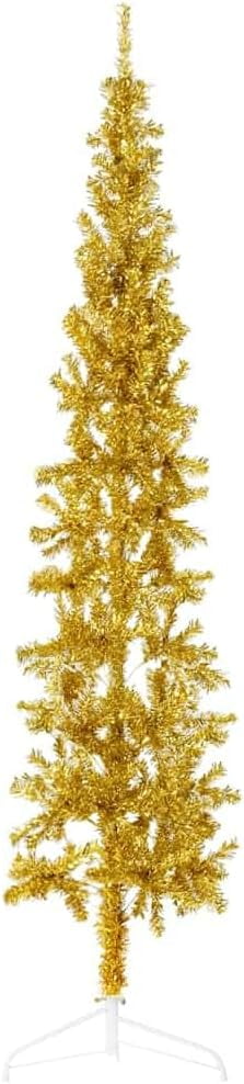 Hyjoy Slim Artificial Half Christmas Tree with Stand 8 ft, -Saving Xmas ...
