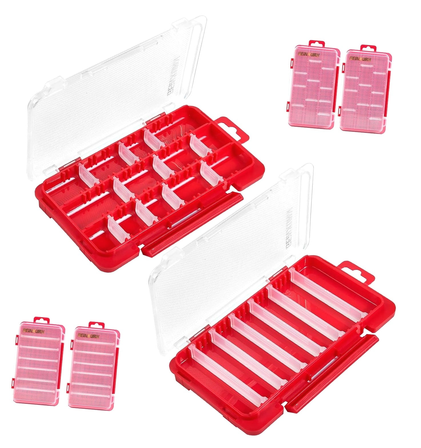 Hyjoy Small Flat Storage Organizer, Red Plastic Box with Removable ...