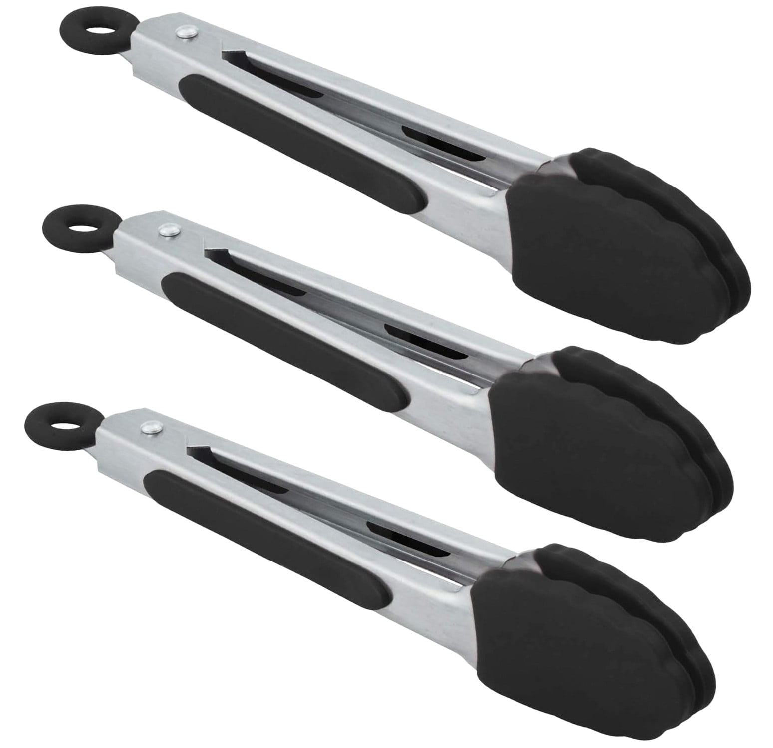 Hyjoy Small Serving Tongs with Tips 7 Inch Steel Food Tongs, Set of 3 ...