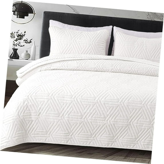 Hyjoy Soft Twin Size Quilt Set for All , 2-Piece Ultrasonic Geometric ...