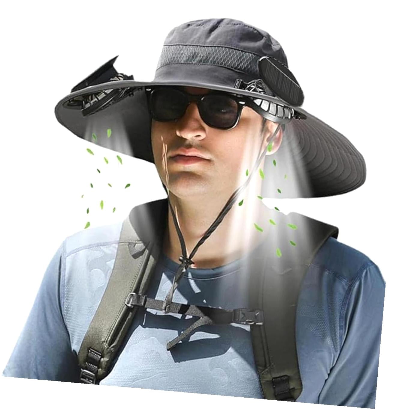 Hyjoy Solar Powered Fan Hat for Men Women - Wide Brim Cooling Hat with ...