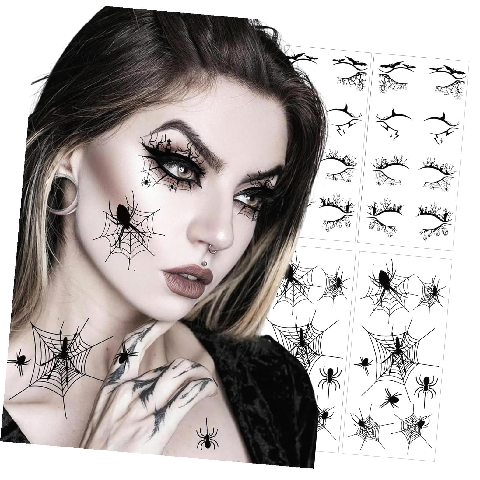 Hyjoy Spider Face Eye Tattoos, Temporary Eyeliner Eyeshadow Stickers ...
