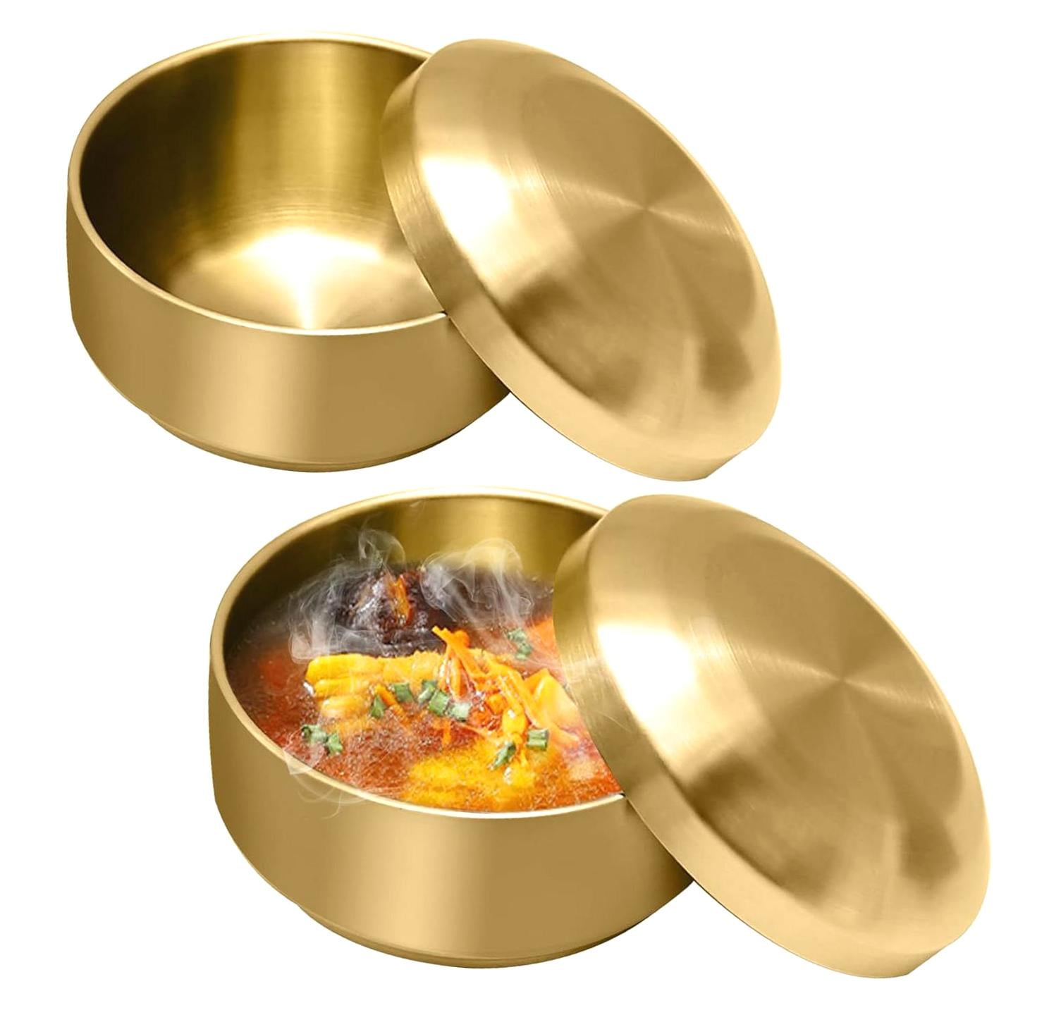Hyjoy Stainless Steel Bowl with Lid, Set of 2, for Korean Kitchen ...