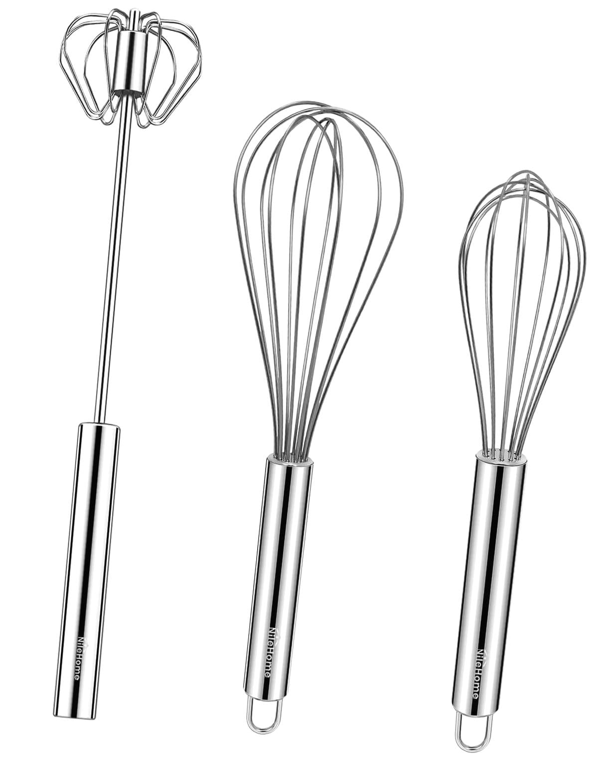 Hyjoy Stainless Steel Whisk Set 8" 10" Hand Blender + 12" Semi ...