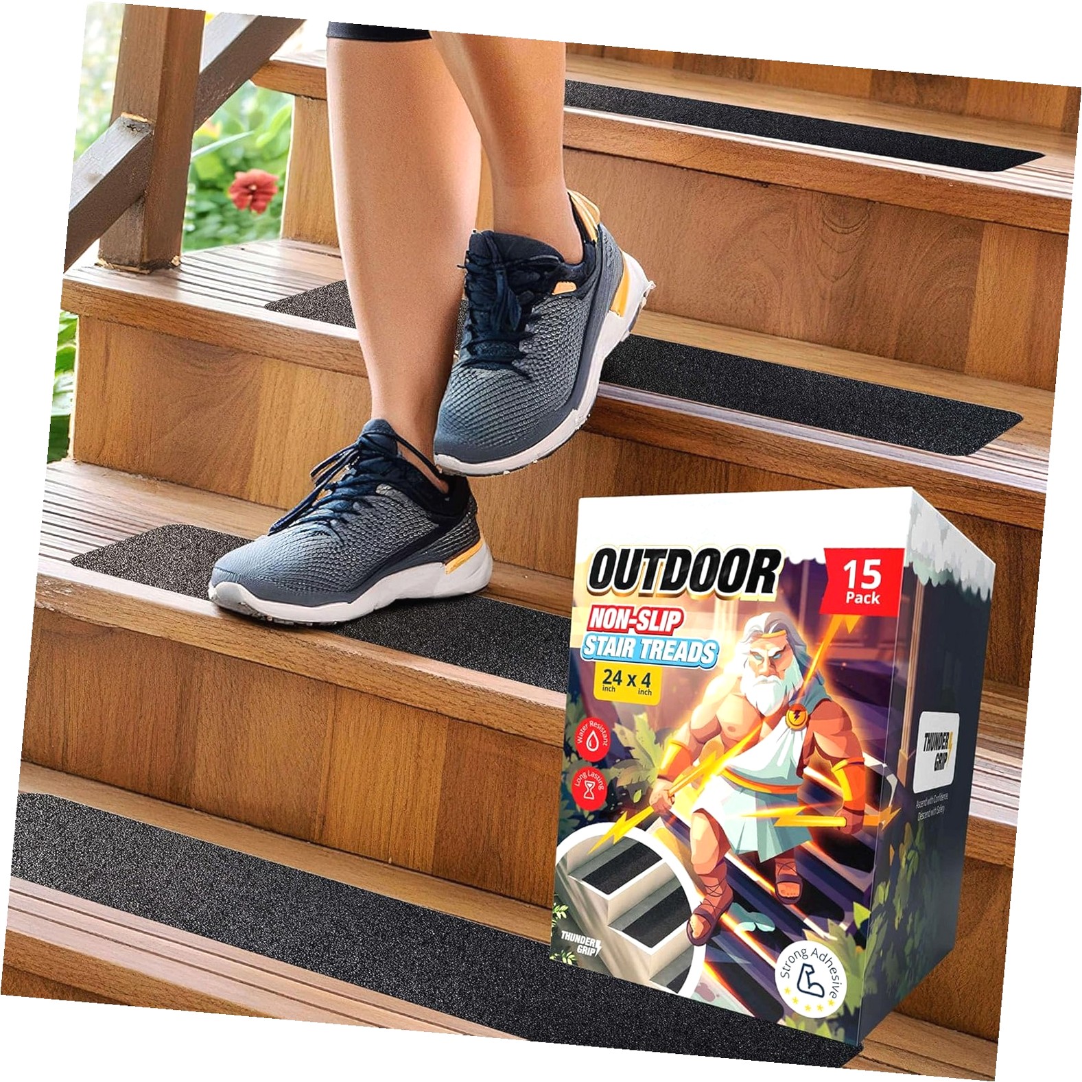 Hyjoy Stair Treads 24" 4" 15-Pack Weather Resistant Exterior for Wooden ...