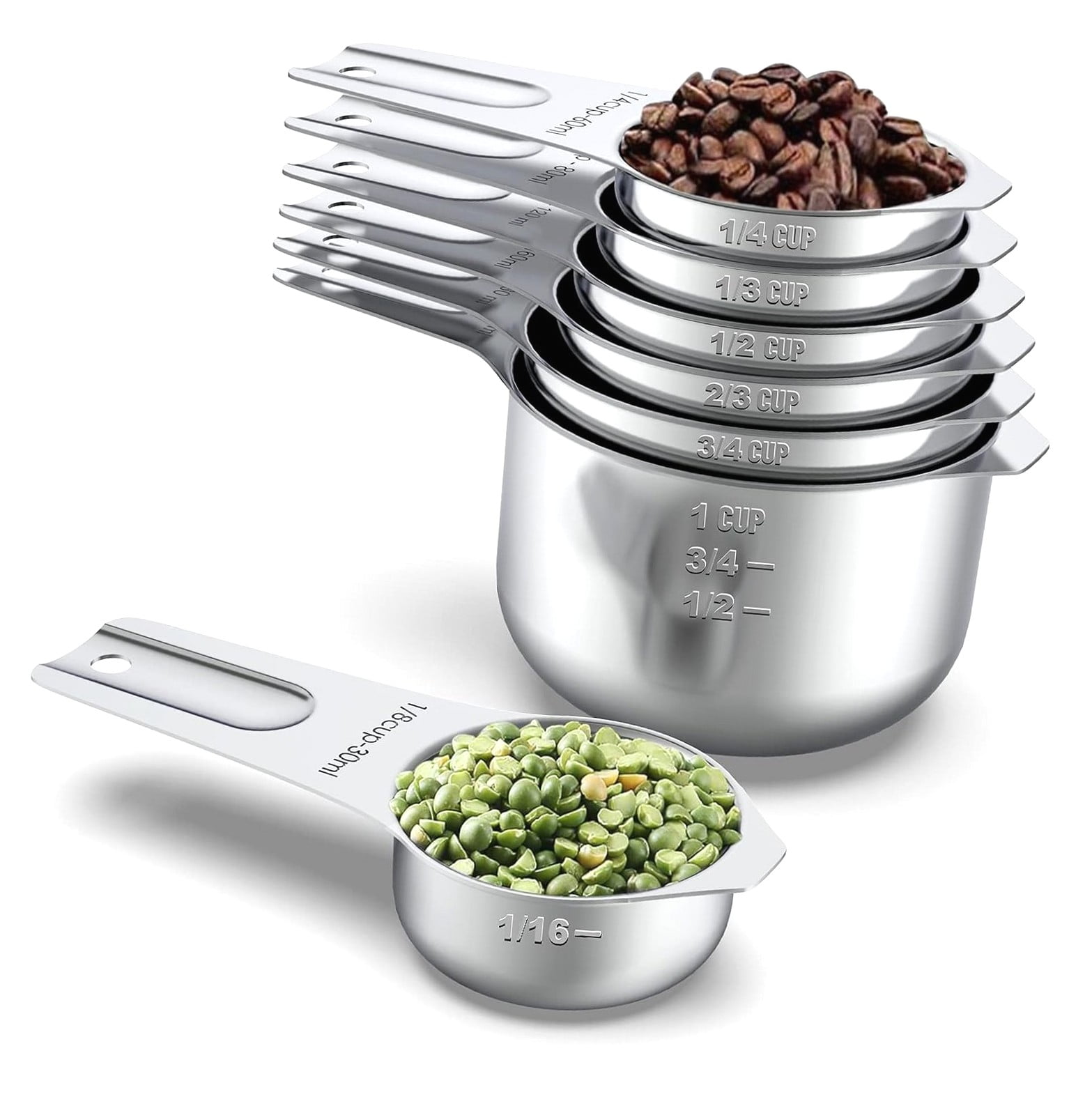 Hyjoy Steel Measuring Cups, Metal Measuring Cup Set with -to-Read ...